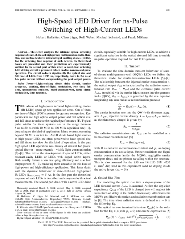 (PDF) High-Speed LED Driver for ns-Pulse Switching of High-Current LEDs