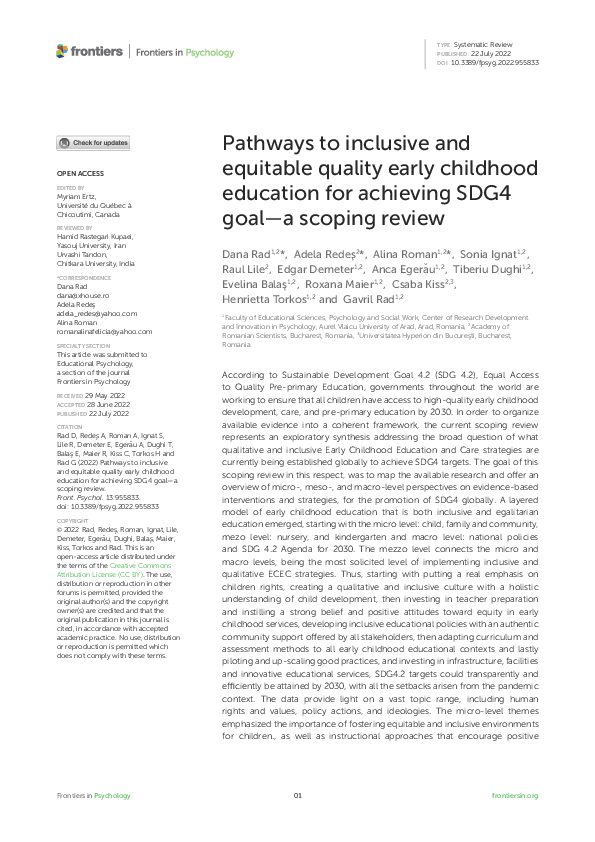 (PDF) Pathways to inclusive and equitable quality early childhood ...