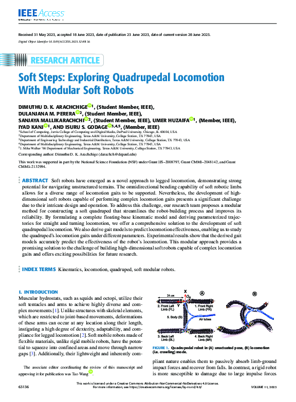 (PDF) Soft Steps: Exploring Quadrupedal Locomotion With Modular Soft Robots