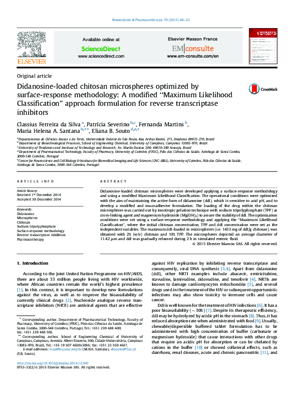 (PDF) Didanosine-loaded chitosan microspheres optimized by surface-response methodology: A ...