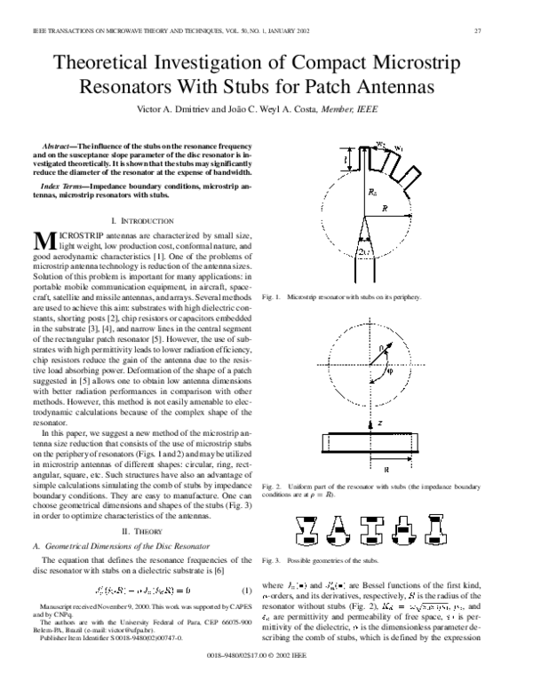 (PDF) Theoretical investigation of compact microstrip resonators with ...