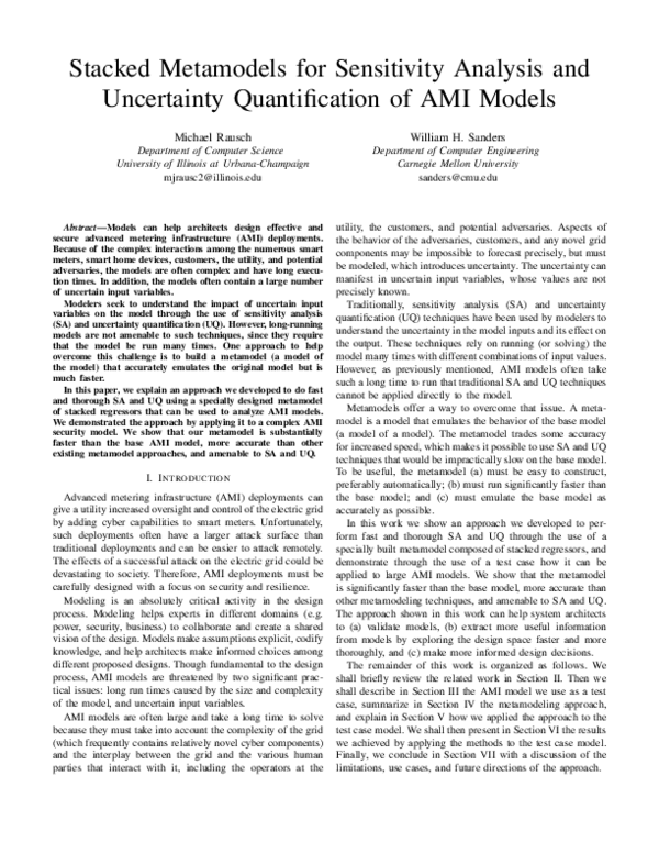(PDF) Stacked Metamodels for Sensitivity Analysis and Uncertainty Quantification of AMI Models