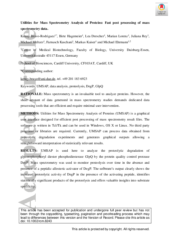 (PDF) Utilities for Mass Spectrometry Analysis of Proteins (UMSAP ...