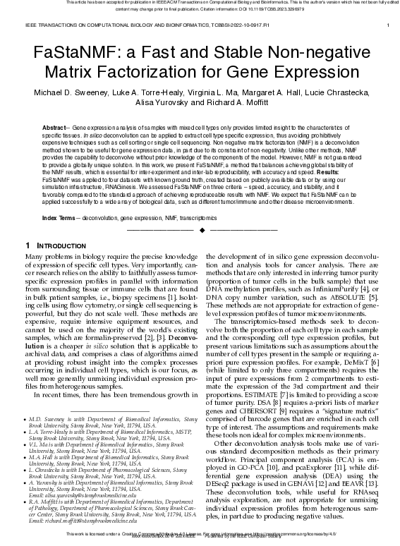 (PDF) FaStaNMF: a Fast and Stable Non-negative Matrix Factorization for Gene Expression