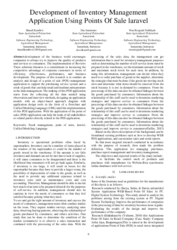 (PDF) Development of Inventory Management Application Points Of Sale Using Laravel