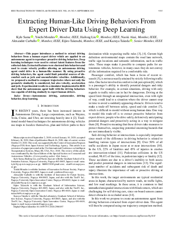 (PDF) Extracting Human-Like Driving Behaviors From Expert Driver Data ...