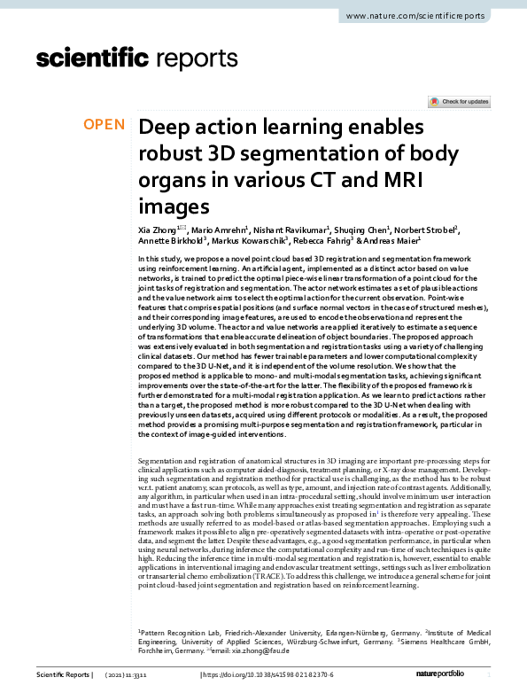 (PDF) Deep action learning enables robust 3D segmentation of body organs in various CT and MRI ...