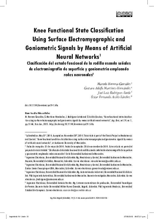 (PDF) Knee Functional State Classification Using Surface ...