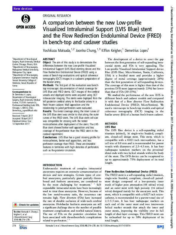 (PDF) A comparison between the new Low-profile Visualized Intraluminal ...