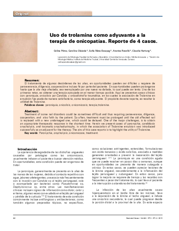 (PDF) Uso de trolamina como adyuvante a la terapia de onicopatías ...