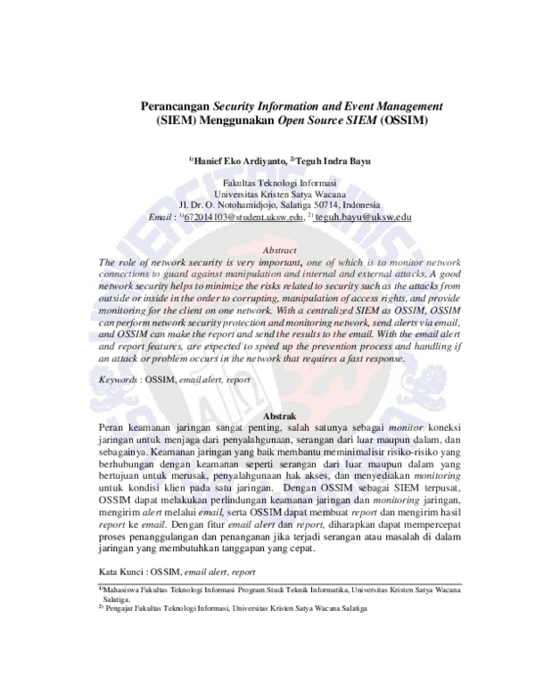 (PDF) Perancangan Security Information and Event Management (SIEM) Menggunakan Open Source SIEM ...