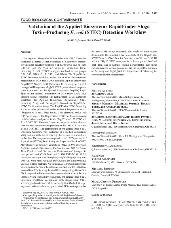 (PDF) RapidFinder Workflow for STEC Detection