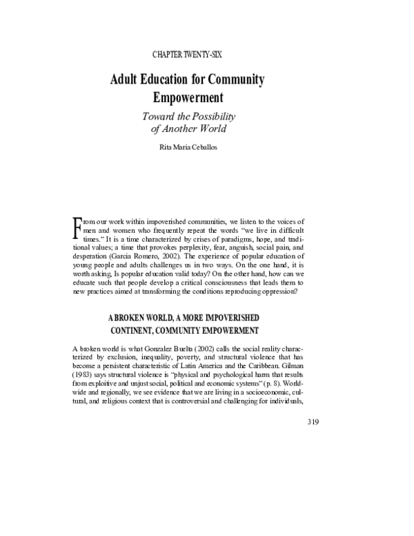 (PDF) Adult Education for Community Empowerment Toward the Possibility ...