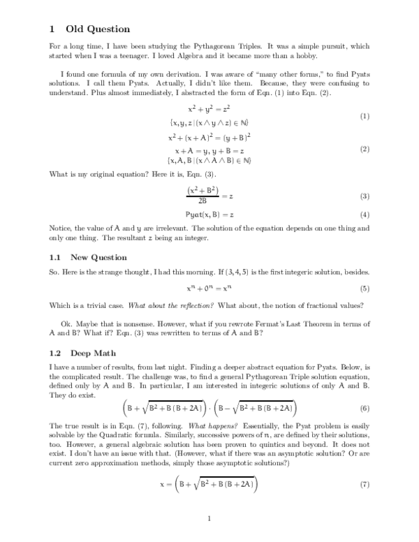 (PDF) Pythagorean Triples