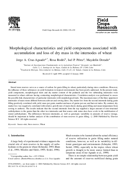 (PDF) Morphological characteristics and yield components associated ...