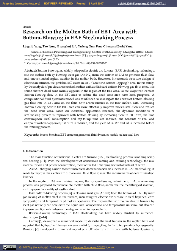 (PDF) Research on the Molten Bath of EBT Area with Bottom-Blowing in ...