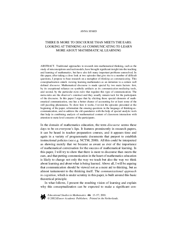 (PDF) There is More to Discourse than Meets the Ears: Looking at Thinking as Communicating to ...