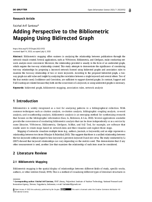 (PDF) Adding Perspective to the Bibliometric Mapping Using Bidirected Graph