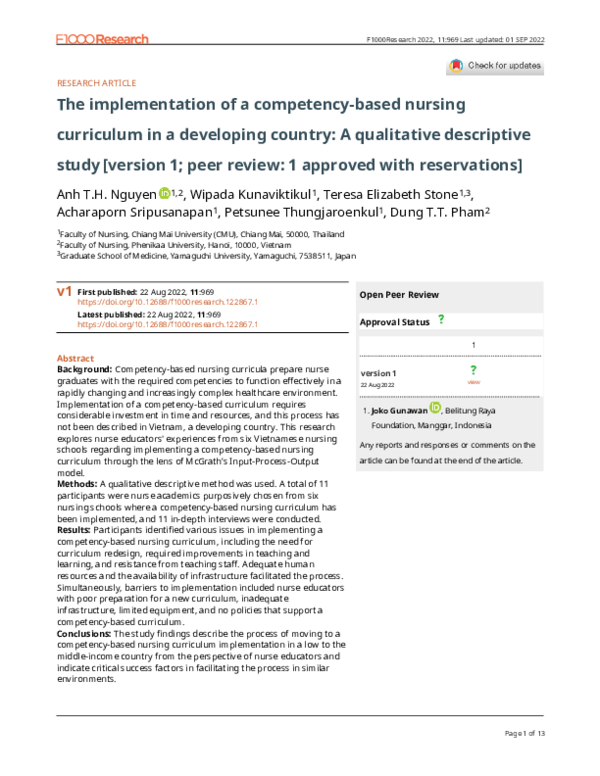 (PDF) The implementation of a competency-based nursing curriculum in a developing country: A ...
