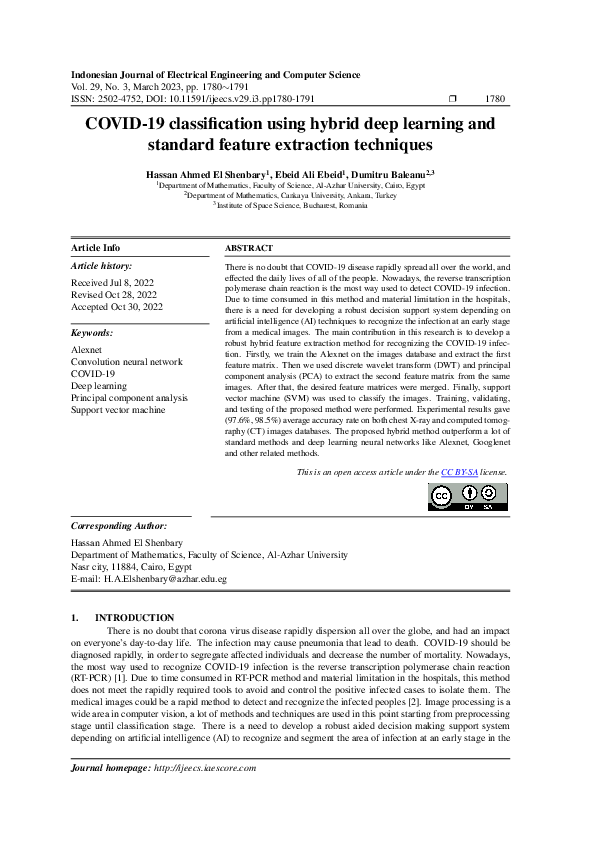 (PDF) COVID-19 classification using hybrid deep learning and standard ...