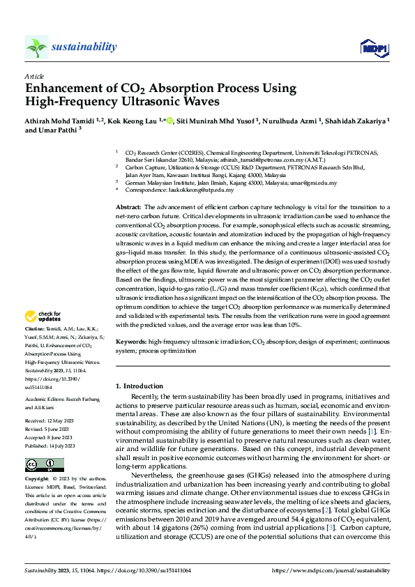 (PDF) Enhancement of CO2 Absorption Process Using High-Frequency ...