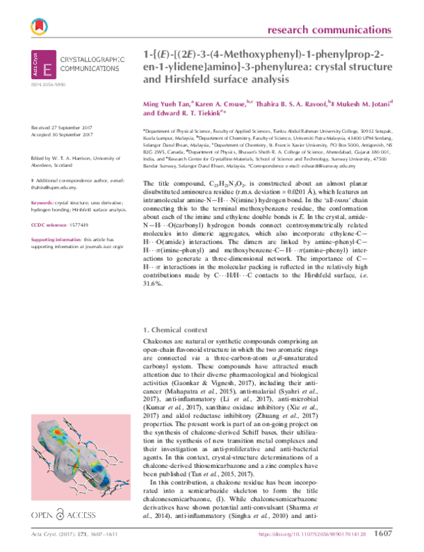 (PDF) Crystal Structure and Analysis of a Urea Derivative
