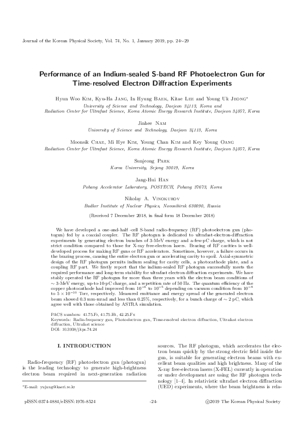 (PDF) Performance of an Indium-sealed S-band RF Photoelectron Gun for ...