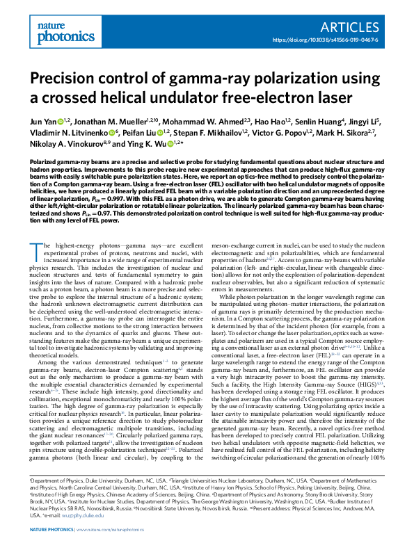 (PDF) Precision control of gamma-ray polarization using a crossed ...