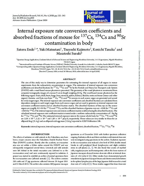 (PDF) Internal exposure rate conversion coefficients and absorbed ...