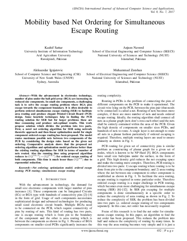 Pdf Mobility Based Net Ordering For Simultaneous Escape Routing 5251