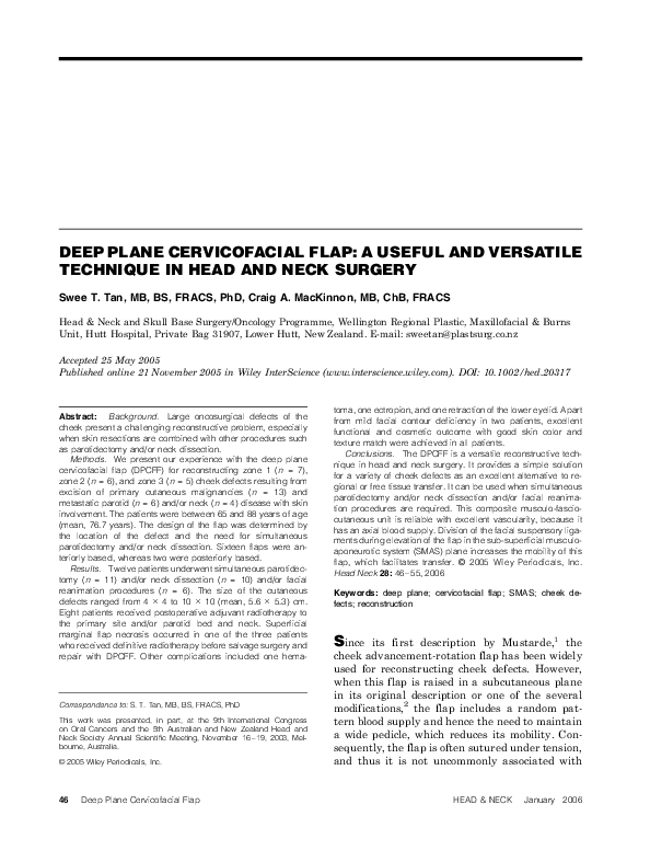 (PDF) Deep plane cervicofacial flap: A useful and versatile technique ...