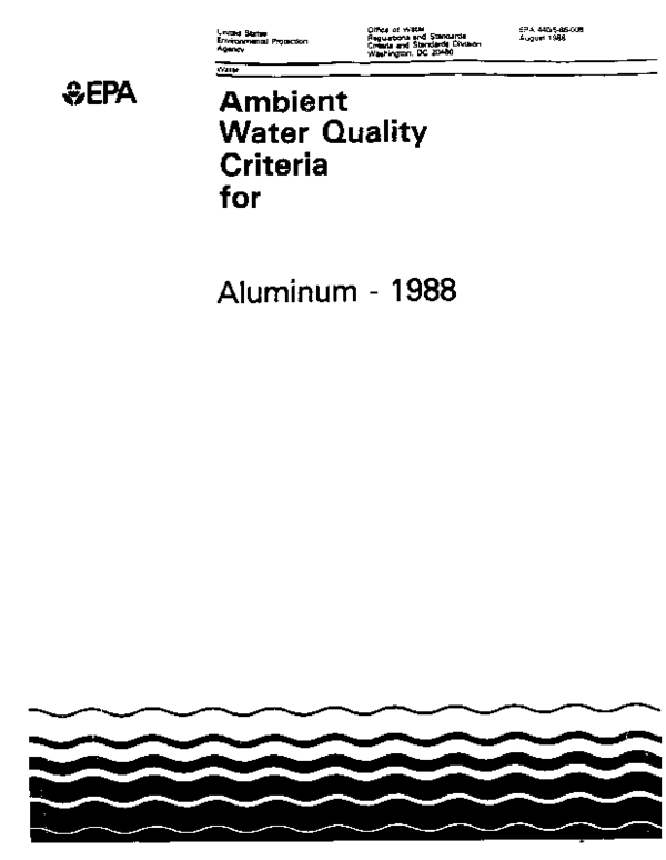 (PDF) Ambient water-quality criteria for aluminum - 1988