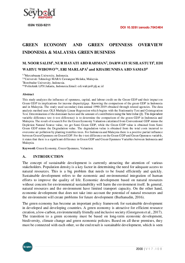 (PDF) Green Economy and Green Openness Overview Indonesia & Malaysia ...