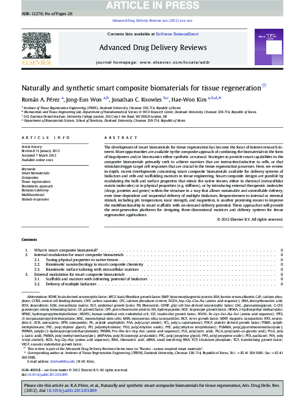 (PDF) Naturally and synthetic smart composite biomaterials for tissue ...