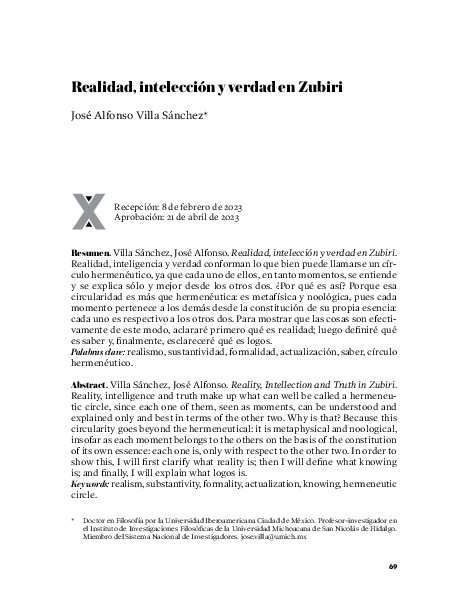 (PDF) Realidad, intelección y verdad en Zubiri