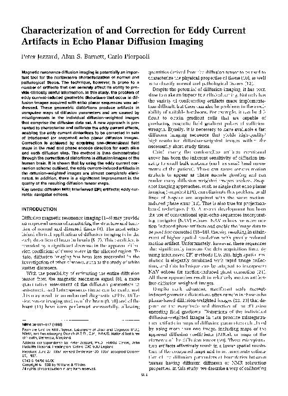 (PDF) Characterization of and correction for eddy current artifacts in ...