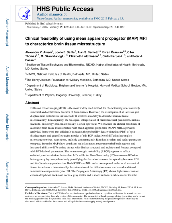 (PDF) Clinical feasibility of using mean apparent propagator (MAP) MRI to characterize brain ...