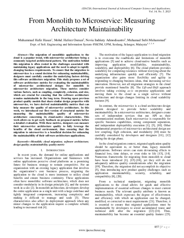 (PDF) From Monolith to Microservice: Measuring Architecture Maintainability