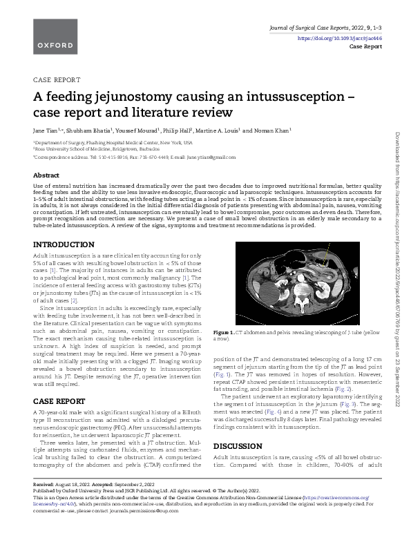 (PDF) A feeding jejunostomy causing an intussusception – case report ...