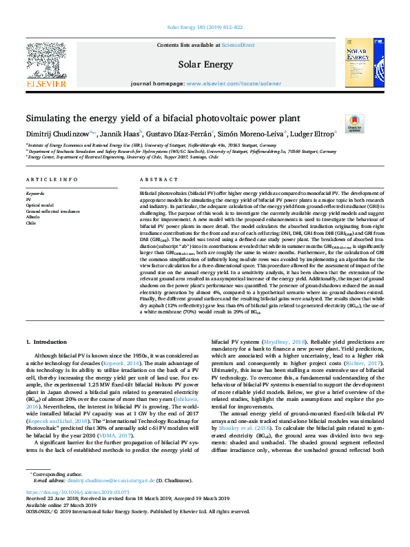 (PDF) Simulating the energy yield of a bifacial photovoltaic power plant