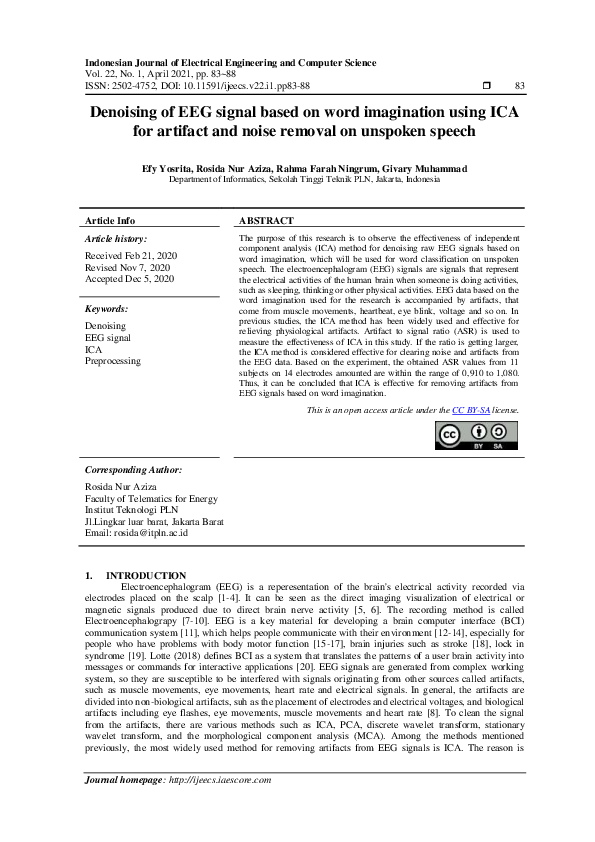 (PDF) Denoising of EEG signal based on word imagination using ICA for artifact and noise removal ...
