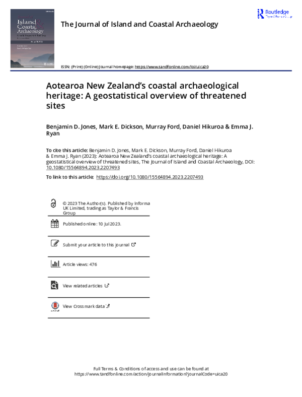 (PDF) Aotearoa New Zealand’s coastal archaeological heritage: A ...