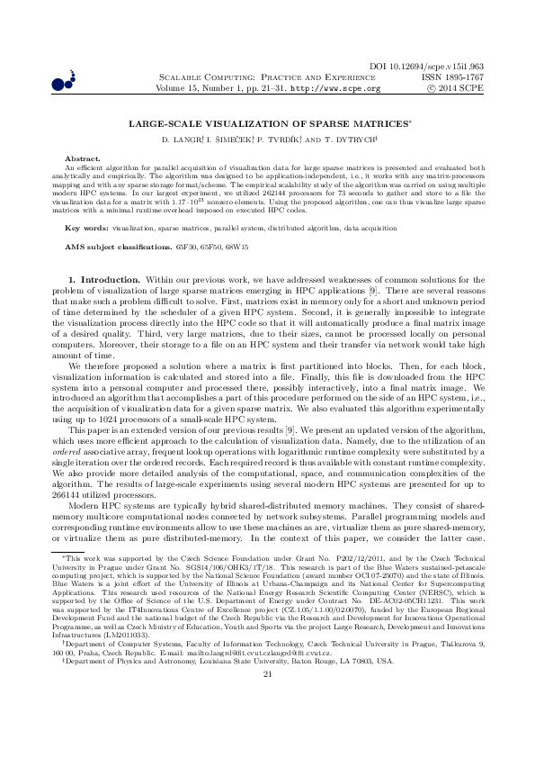 Pdf Large Scale Visualization Of Sparse Matrices 