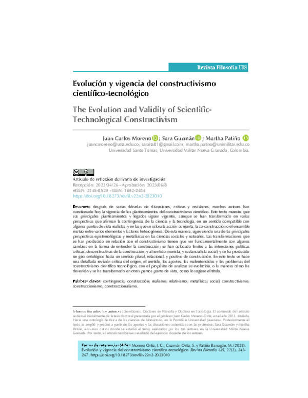 (PDF) Evolucion y vigencia del constructivismo científico-tecnológico