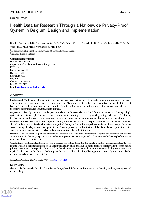 (PDF) Health Data for Research Through a Nationwide Privacy-Proof ...