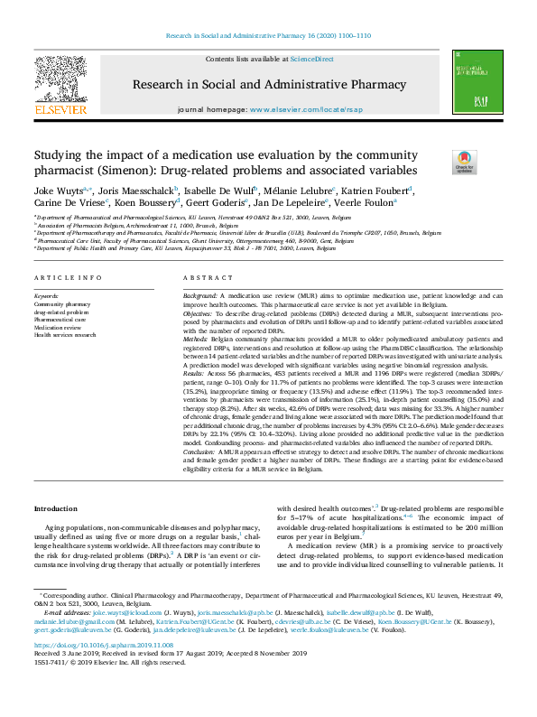 (PDF) Studying the impact of a medication use evaluation by the ...