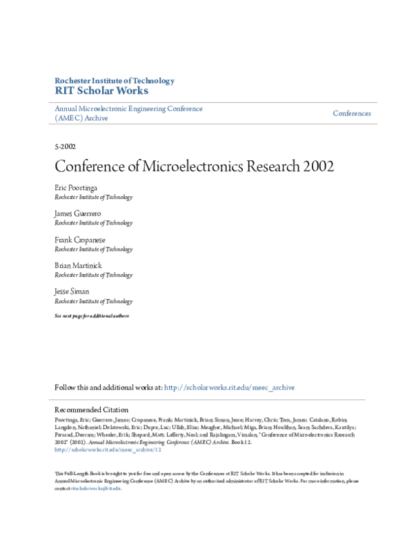 (PDF) Conference of Microelectronics Research 2002