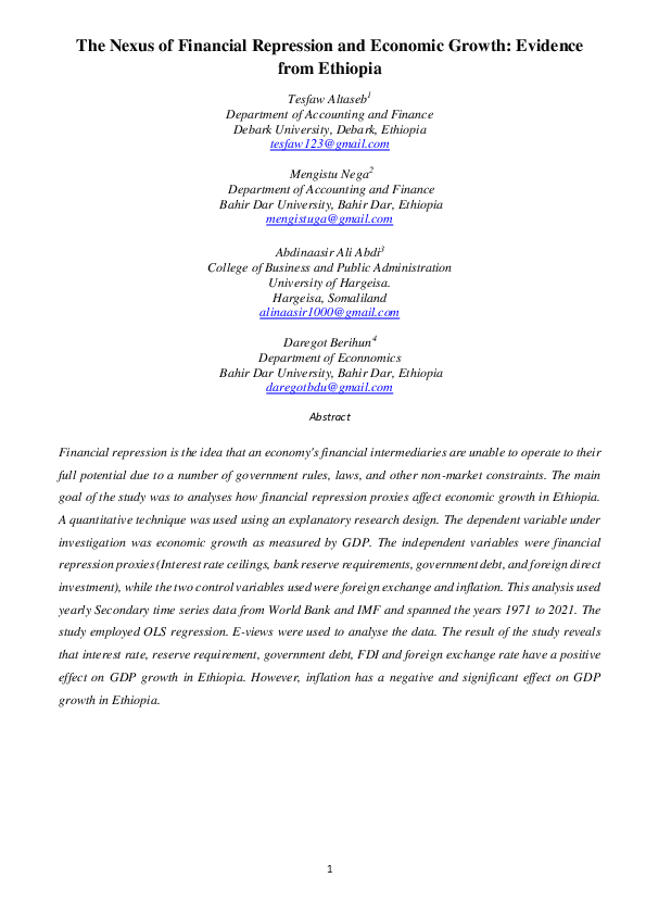 (PDF) The Nexus of Financial Repression and Economic Growth: Evidence ...