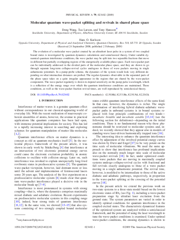 (PDF) Molecular quantum wave-packet splitting and revivals in shared ...