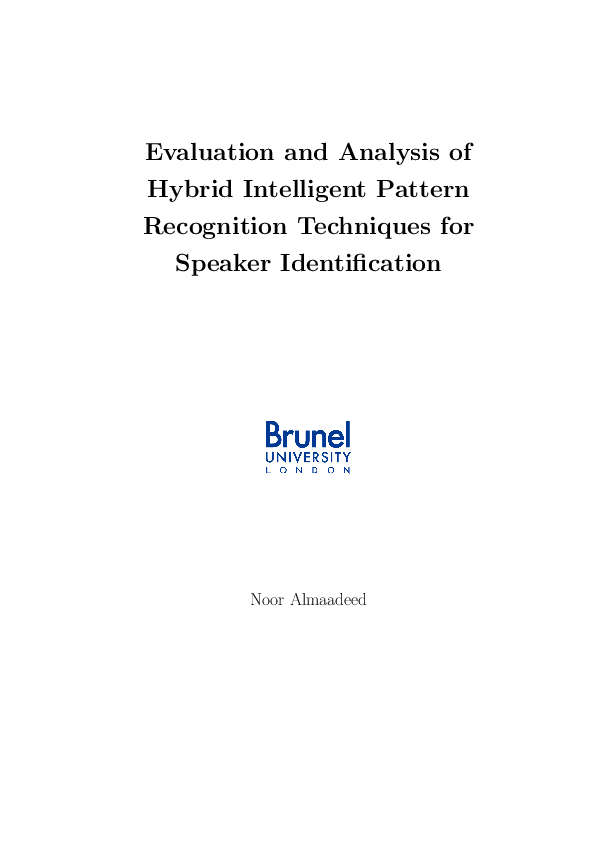 Pdf Evaluation And Analysis Of Hybrid Intelligent Pattern Recognition Techniques For Speaker 